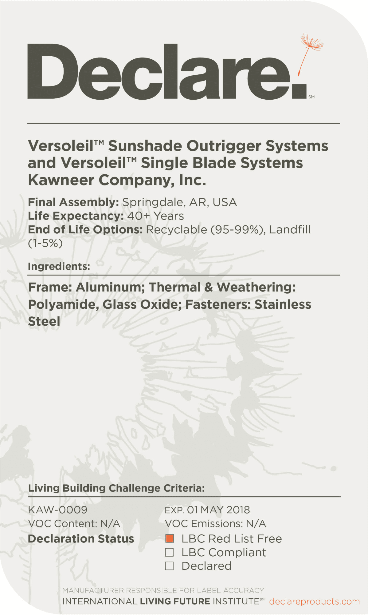 Product Transparency - Kawneer Sustainability